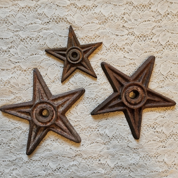 Vintage | Wall Decor | 3 Rusty Rustic Architectural Stars Cast Iron ...